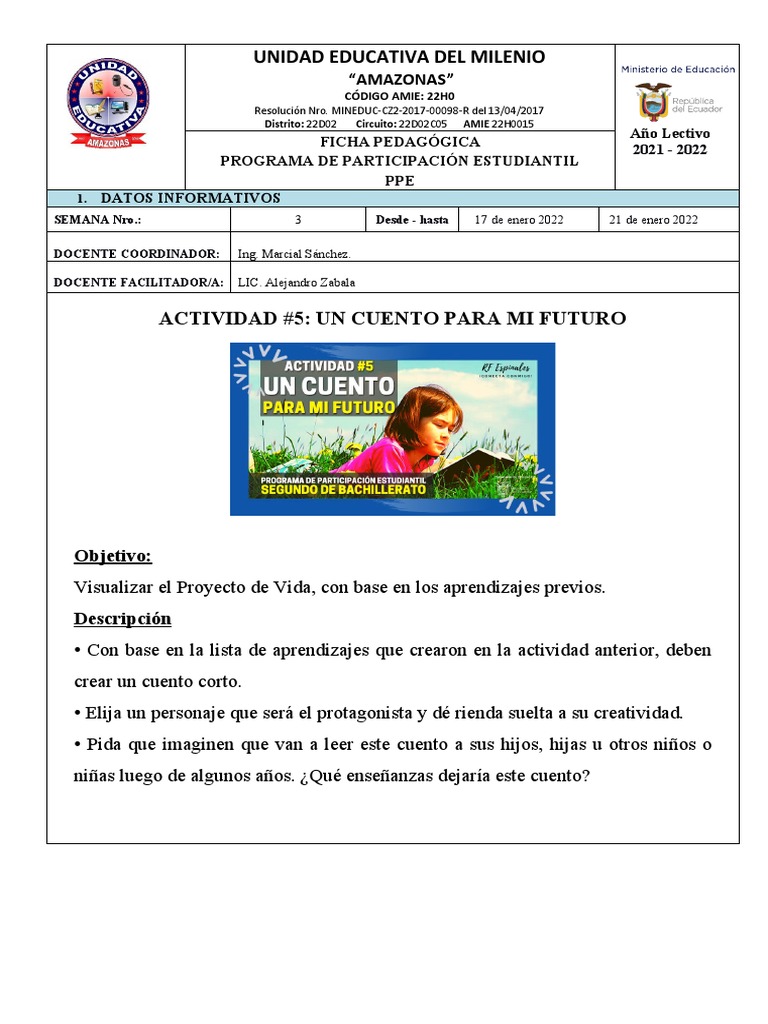 Bitacora 5 Un Cuento para Mi Futuro | PDF