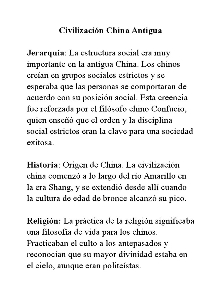 Resumen Civilizacion China Antigua | PDF