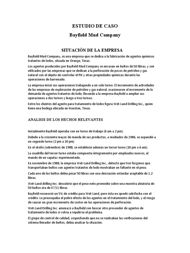 ESTUDIO DE CASO Bayfield Mud | PDF | Business | Economias
