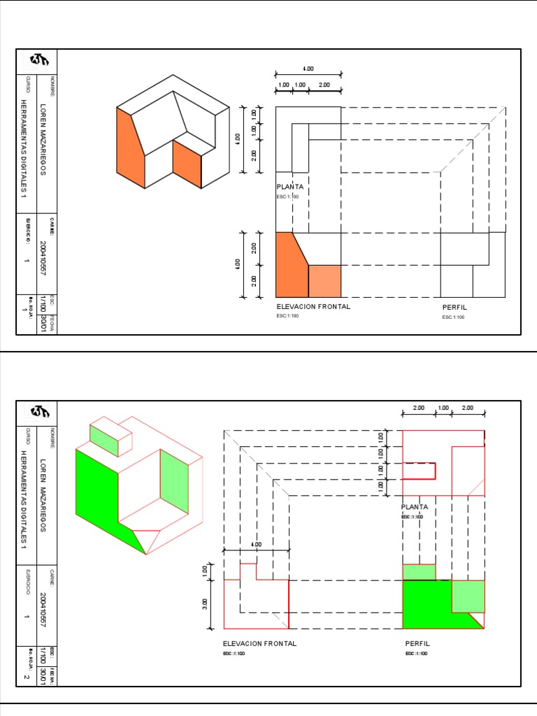 Dibujo Isometrico 2 Ejemplos | PDF