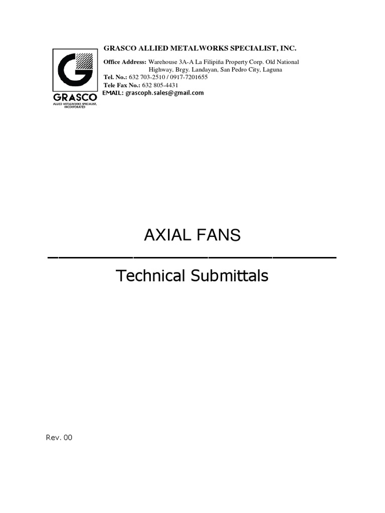 Axial Fans Technical Submittals | PDF | Machines | Classical Mechanics
