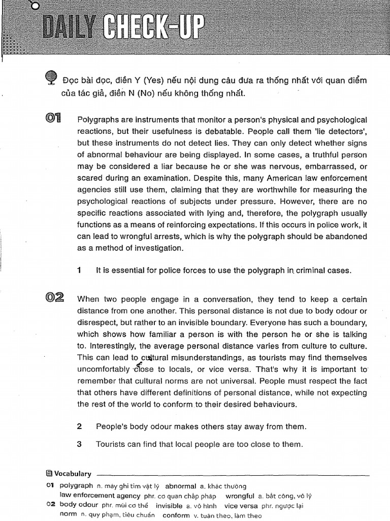 Unit 3 Yes No Not Given | PDF | Multilingualism | Polygraph