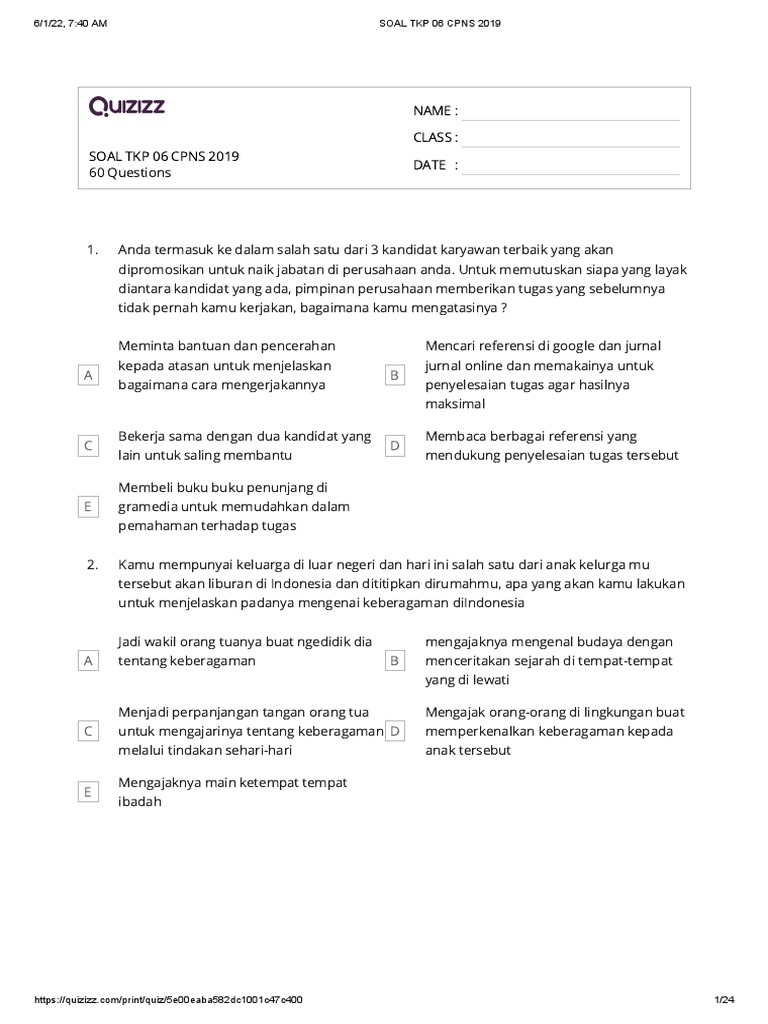 Soal TKP 06 CPNS 2019 | PDF