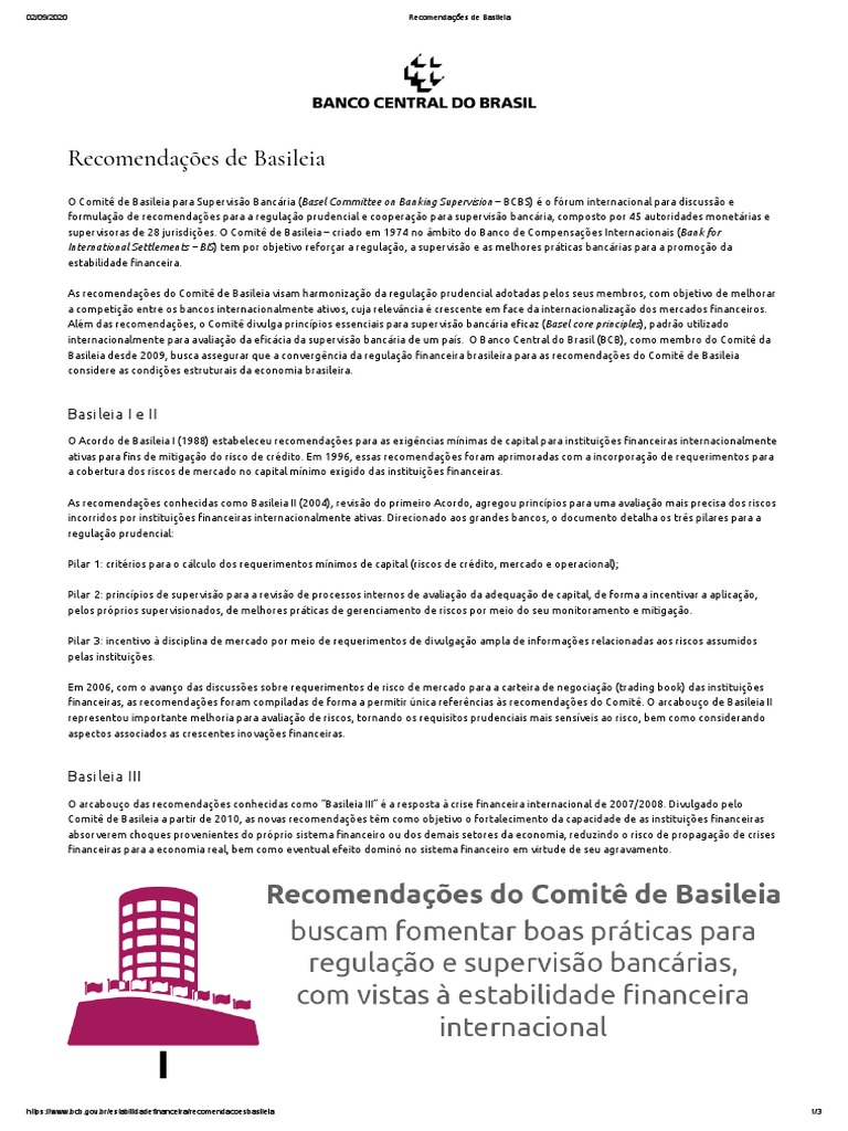 Recomendações de Basileia ( BACEN ) | PDF | Basileia III | Comitê de ...