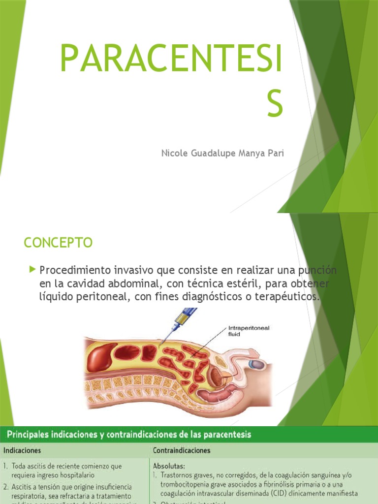 Paracentesis | PDF | Enfermedades y trastornos | Medicina CLINICA