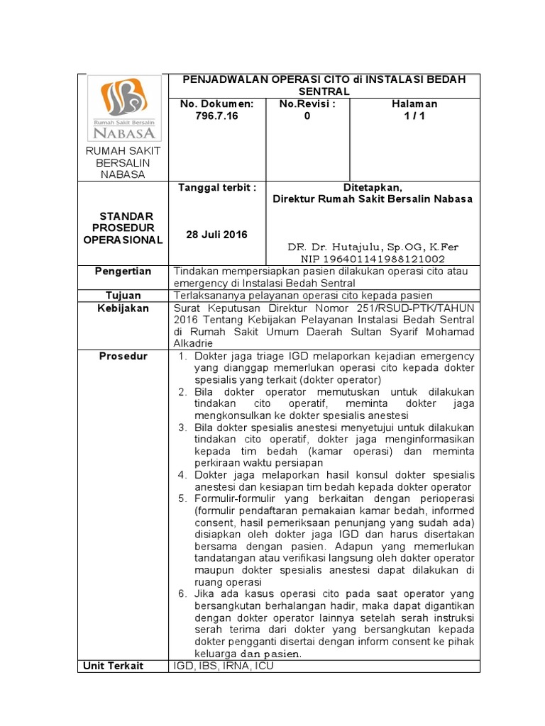 Jadwal Operasi 1 | PDF | Kesehatan Holistik