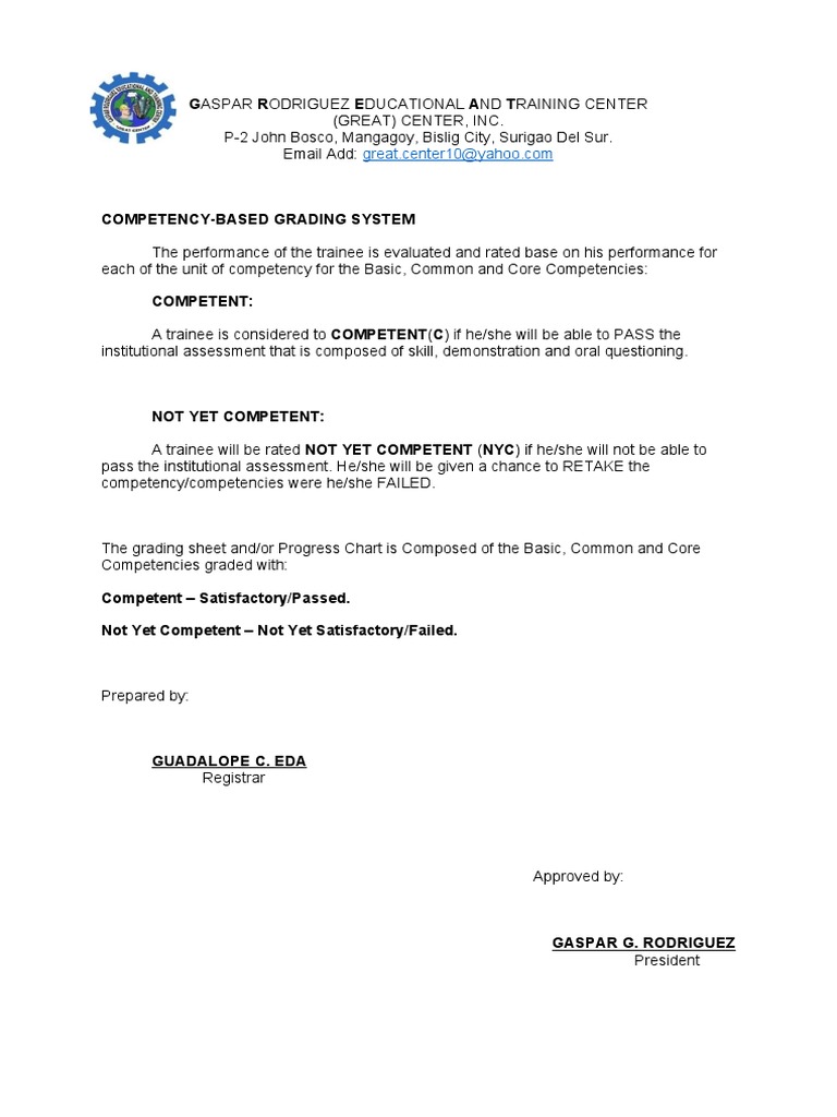Competency-Based Grading Overview | PDF | Finance & Money Management