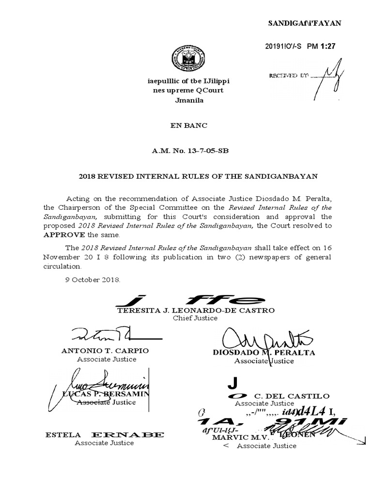 2018 Revised Internal Rules Sandiganbayan | PDF | Judgment (Law ...
