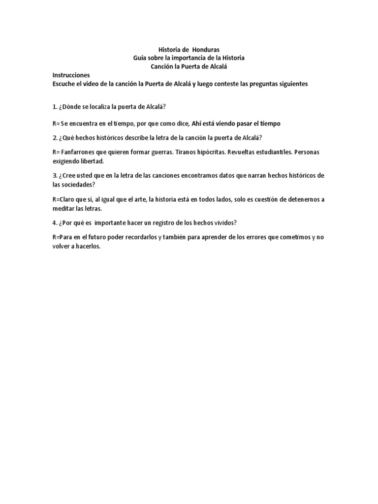 Guía de La Canción La Puerta de Alcalá | PDF