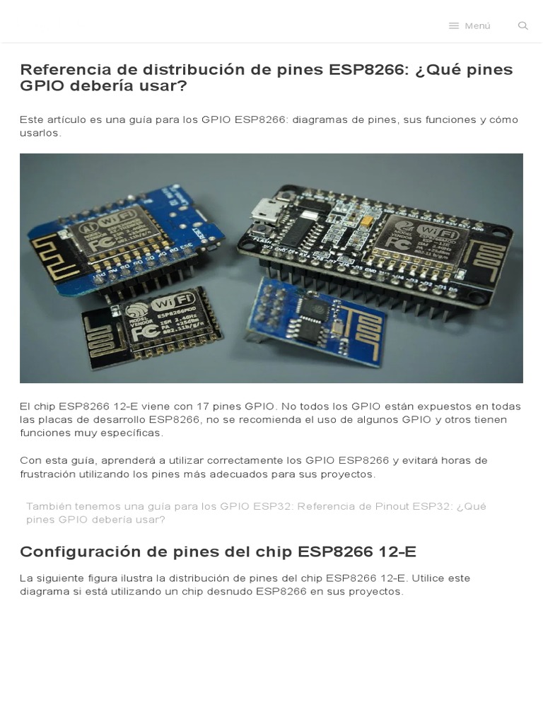 Referencia de Distribución de Pines ESP8266 - ¿Qué Pines GPIO Debería ... Referencia de Distribución de Pines ESP8266 - ¿Qué Pines GPIO Debería ...