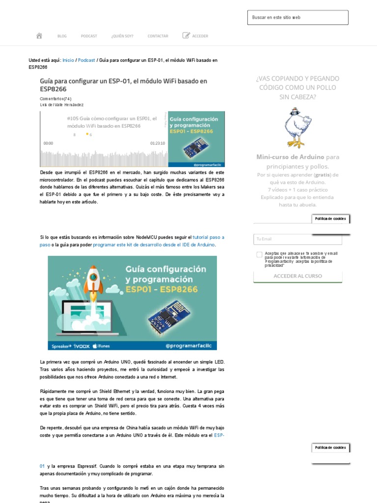 Guía Para Configurar Un Esp 01 El Módulo Wifi Basado En Esp8266 Pdf Arduino Informática