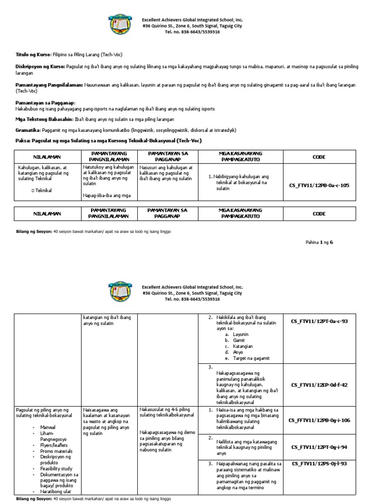 Filipino Sa Piling Larang (Tech - Voc.) | PDF