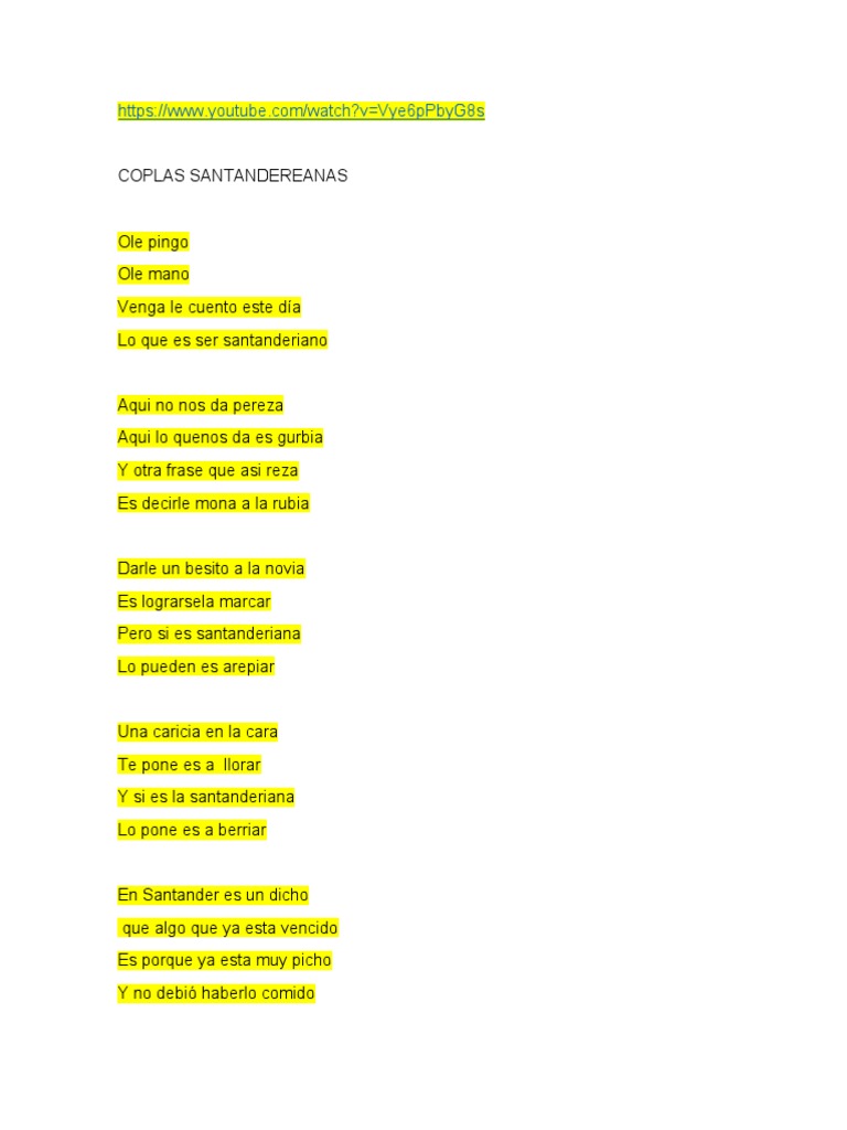 Coplas Santandereanas Cortas | PDF