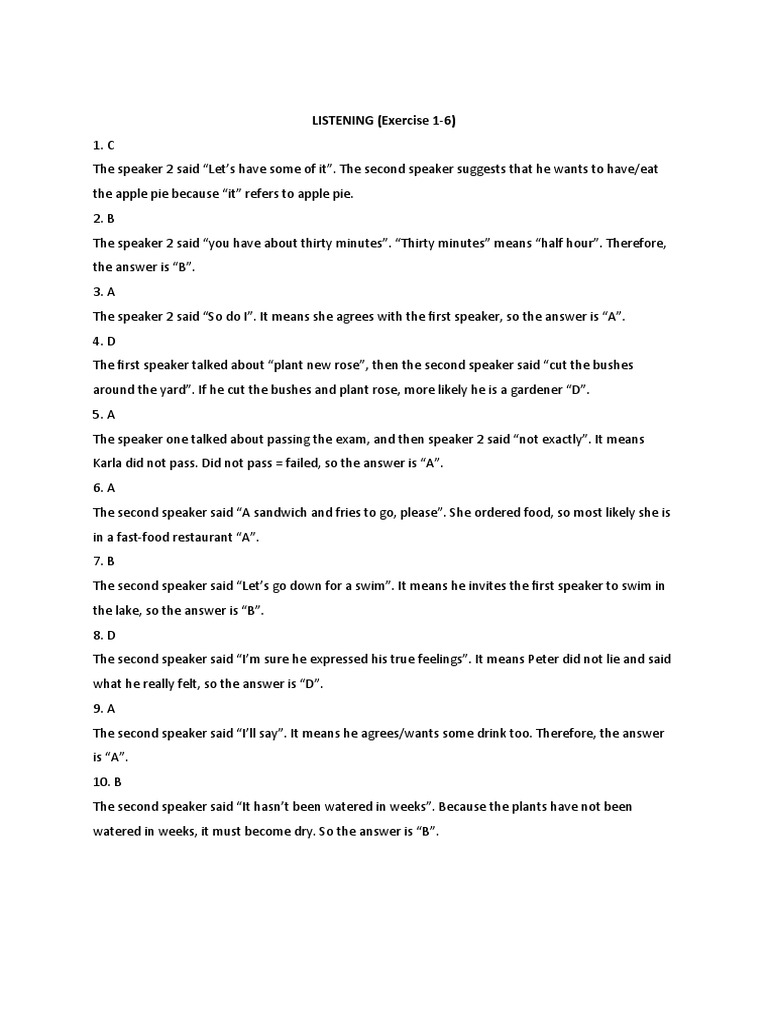 TOEFL Review Exercise (Answer Key) | PDF | Linguistics | Syntax