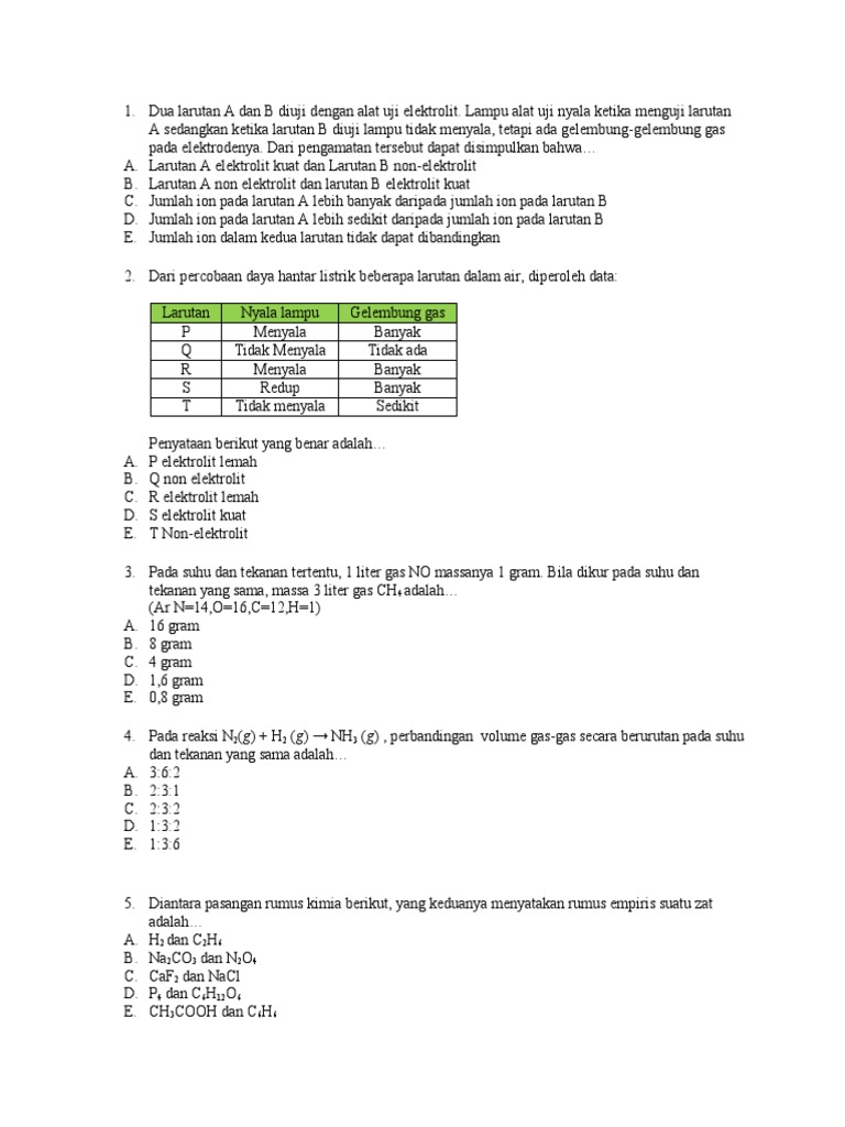 Soal Latihan Kimia KELAS X | PDF