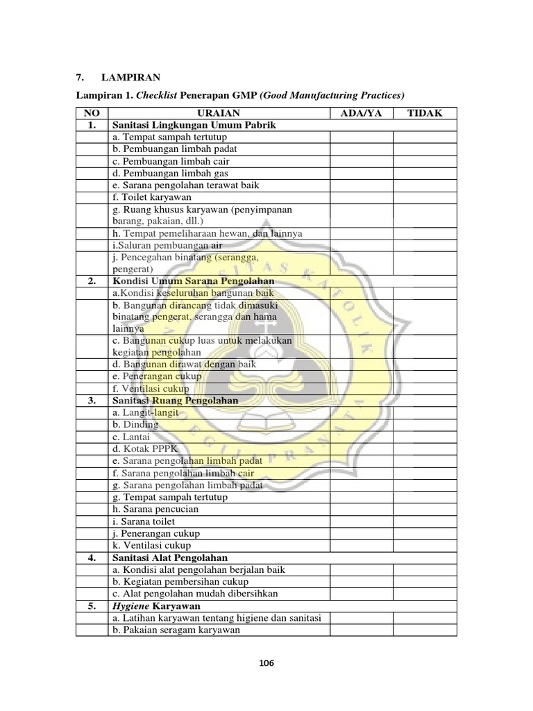 Checklist GMP dan SSOP | PDF | Teknologi & Rekayasa
