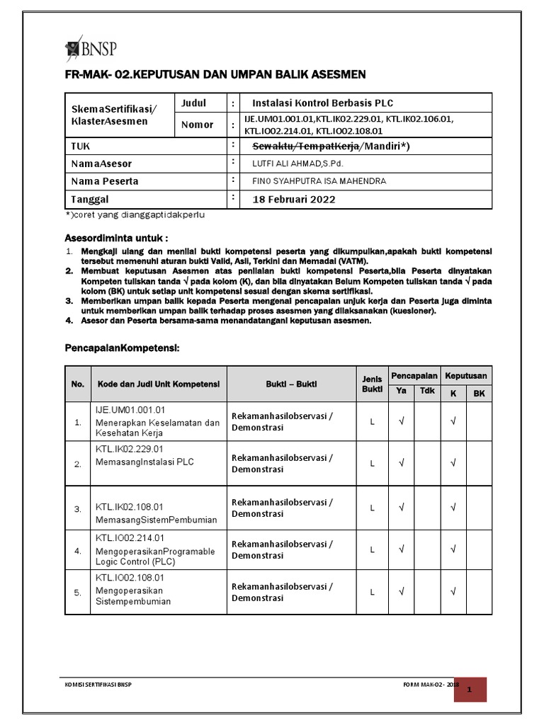 FORM MAK 02 Keputusan & Umpan Balik | PDF