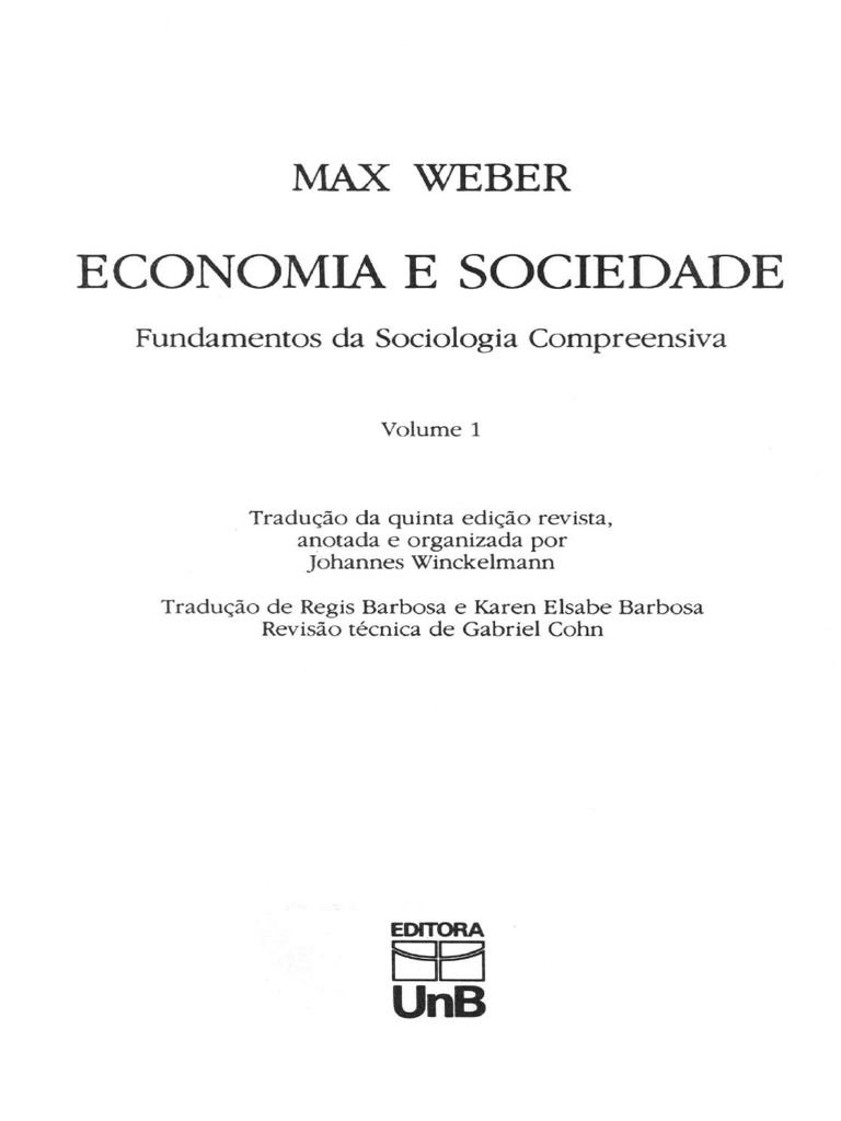 Max Weber - Economia e Sociedade - Fundamentos Da Sociologia ...