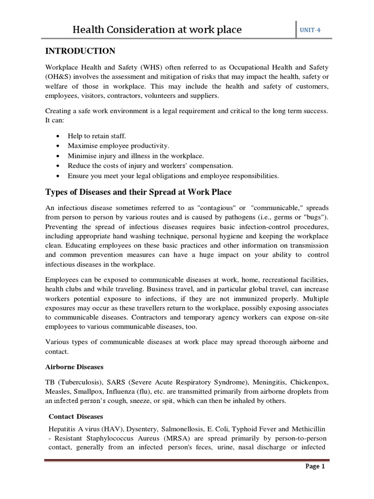 OSHA-Unit-4-Notes | PDF | Infection | Personal Protective Equipment