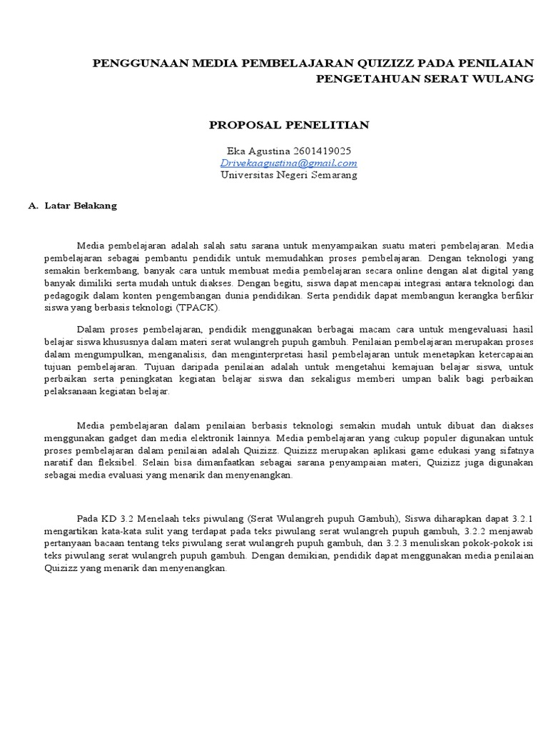 Contoh Proposal Penelitian Pendidikan | PDF | Karier & Perkembangan