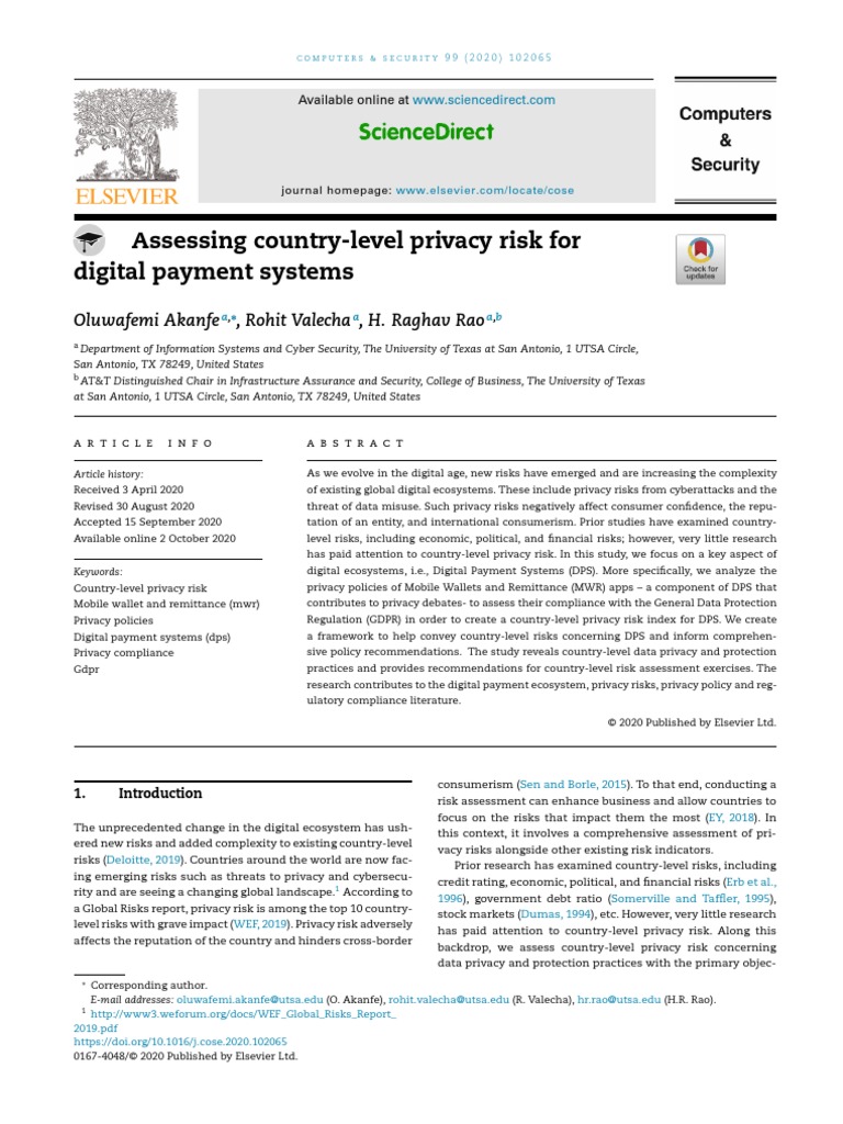 Assessing Country-Level Privacy Risk For | PDF | Privacy | Risk