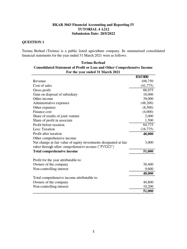 Tutorial 4 - Consolidated Statement of Cash Flows | PDF | Equity ...