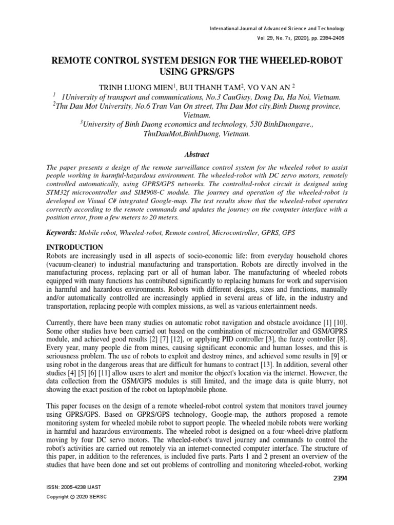 Remote Control System Design For The Wheeled-Robot Using Gprs/Gps | PDF ...