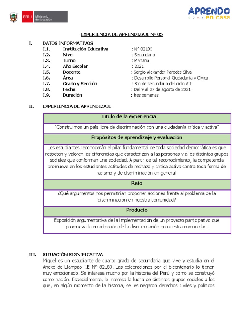 3° Quinta Unidad de Experiencia de Aprendizaje de DPCC | PDF | Evaluación | Aprendizaje