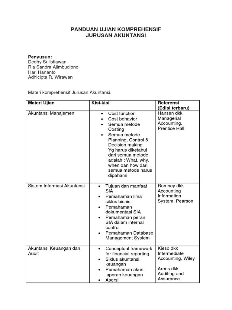 Kisi-Kisi Kompre Jau | PDF