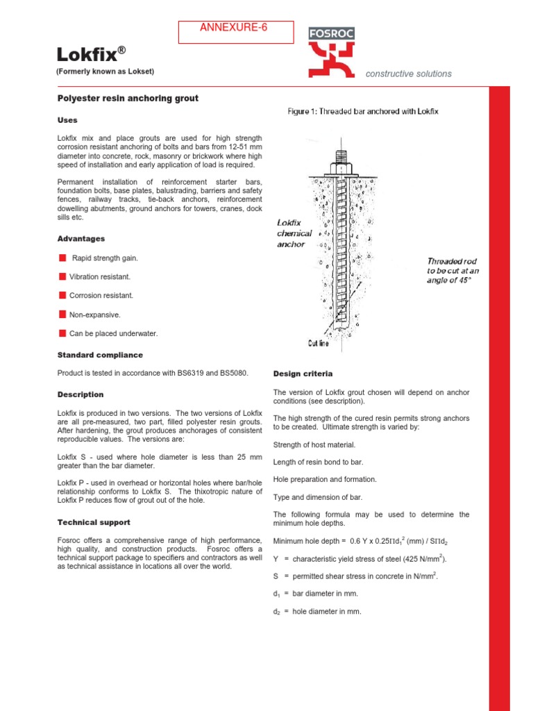 Annexure-6 FOSROC - Lokfix & Nitobond Technical Data | PDF | Concrete ...