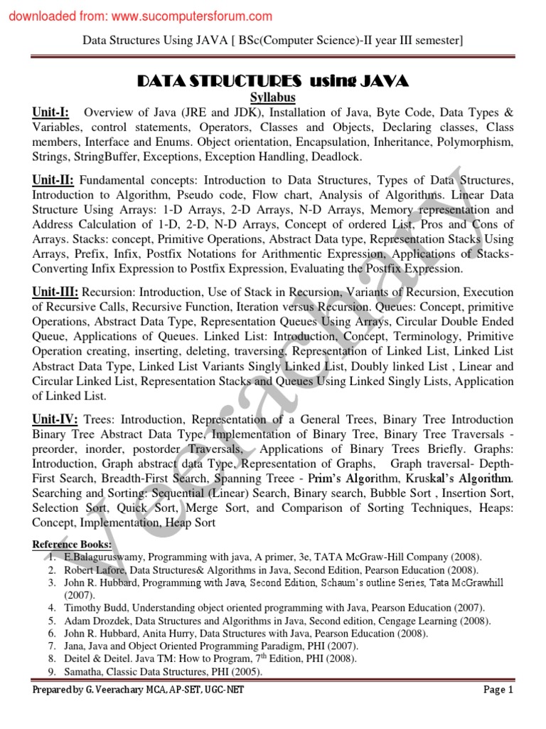 Veerachary CBCS JAVA III Sem-Watermark | PDF | Java Virtual Machine | Class (Computer Programming)