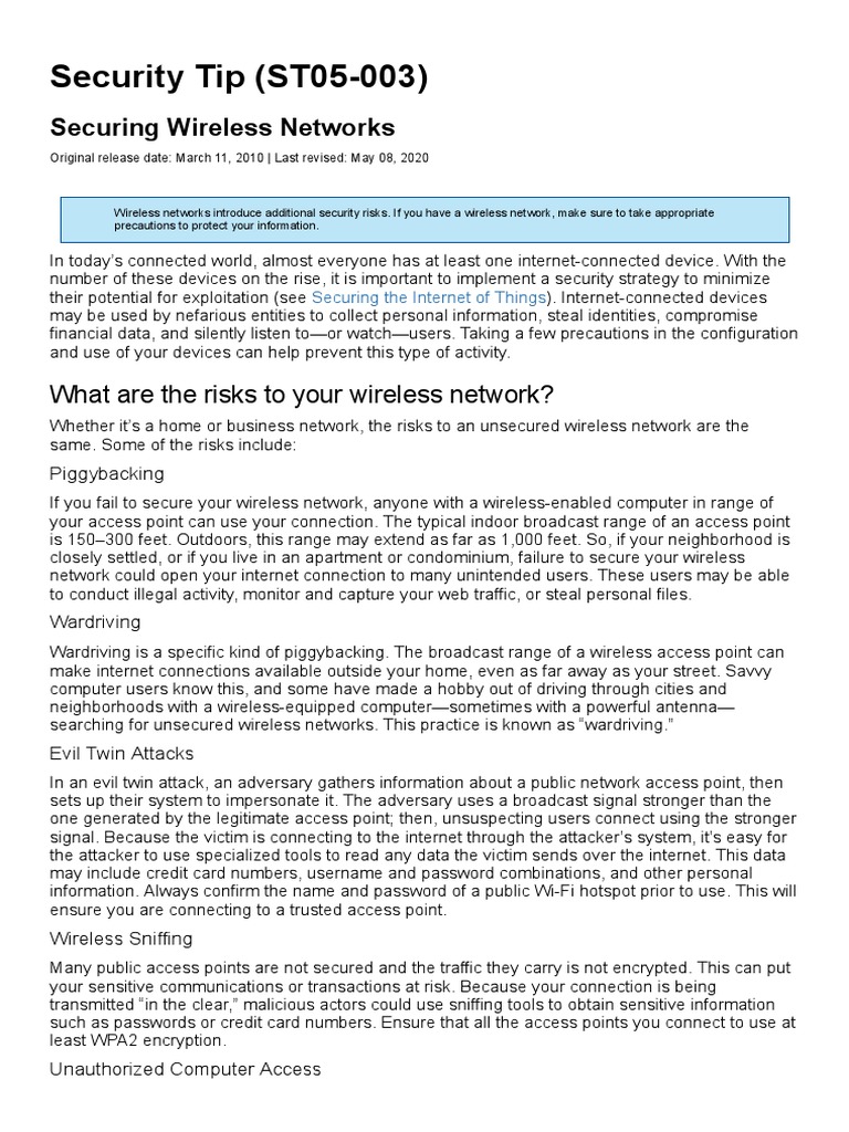 Securing Wireless Networks - CISA | PDF | Computer Network | Wi Fi