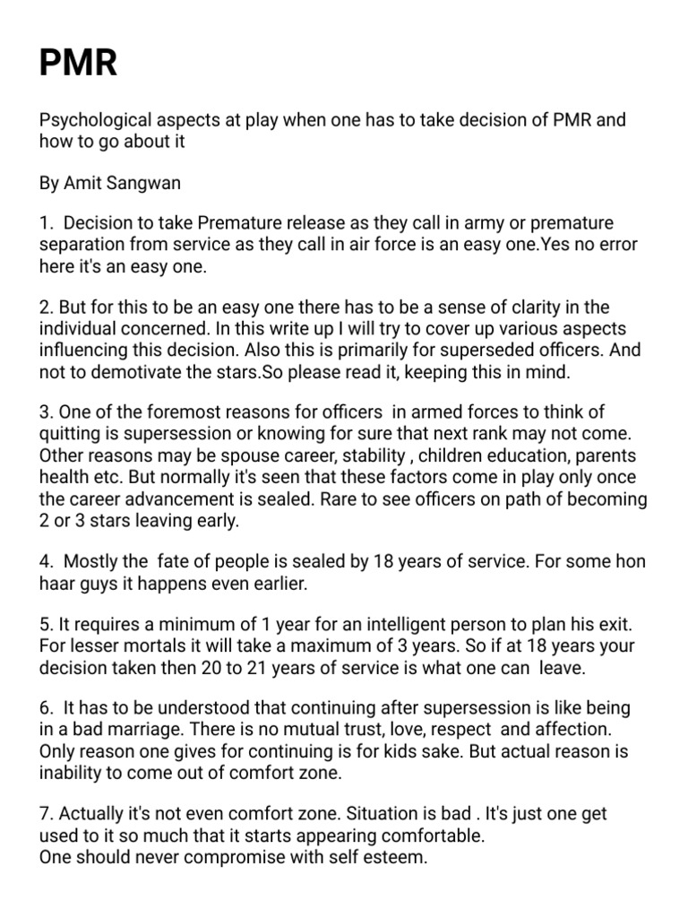 Preparing for PMR: Understanding the Psychological and Financial ...