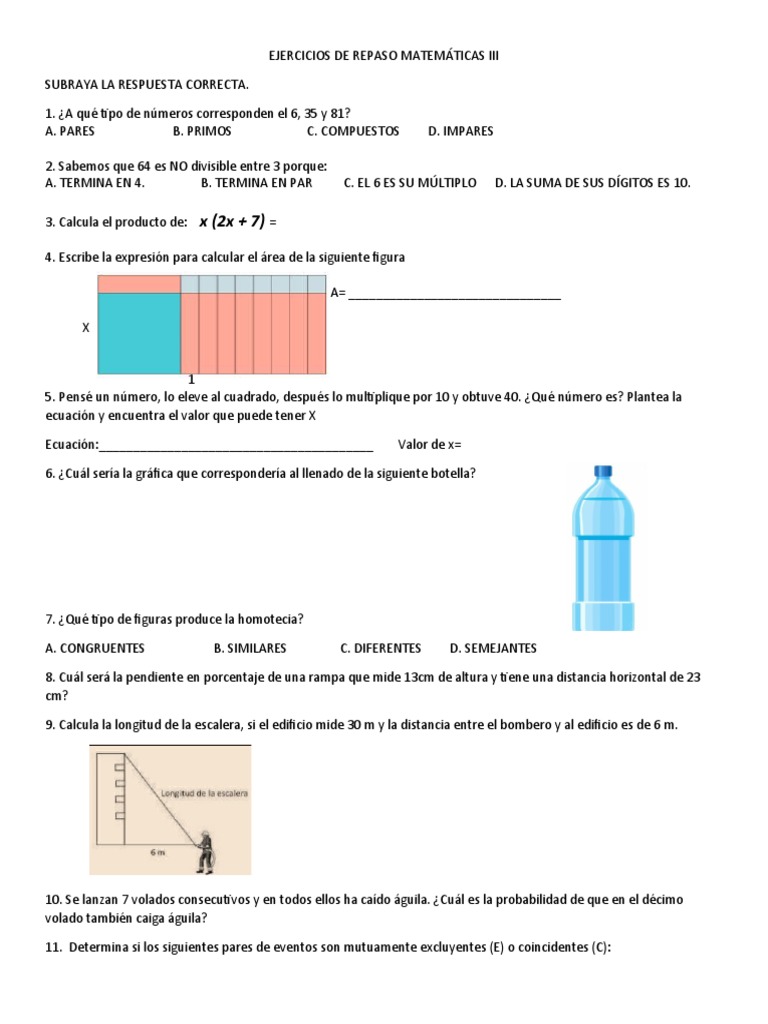 Ejercicios de Repaso Matemáticas Iii | PDF | Matemáticas