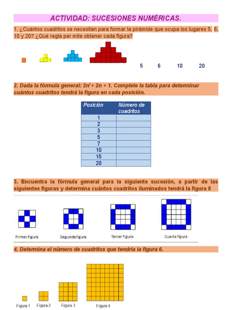 ACTIVIDAD SECUENCIAS CUADRÁTICAS CON FIGURAS | PDF | Matemáticas