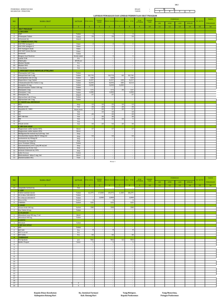 FORMAT LPLPO 2022 OBAT PROG PUSKESMAS | PDF | Clinical Medicine ...