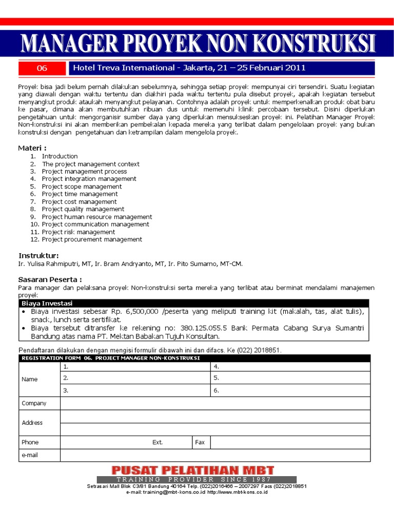 06 SILABUS Project Manager Non Konstruksi | PDF