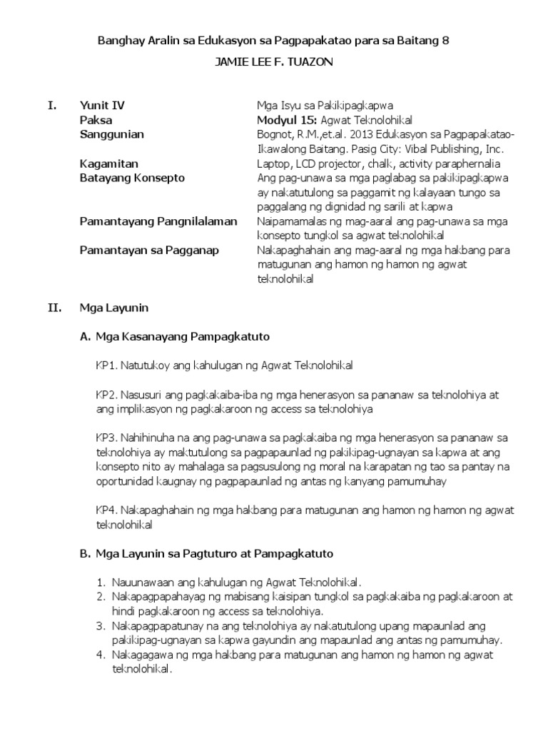 Modyul 15 Lesson Plan | PDF