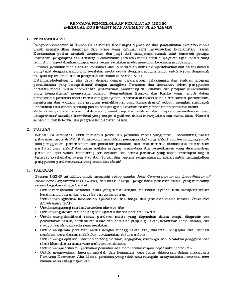 Revisi Medical Equipment Plan RSF | PDF