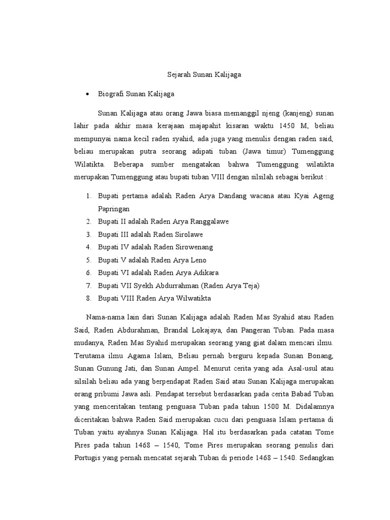 Biografi Sunan Kalijaga | PDF