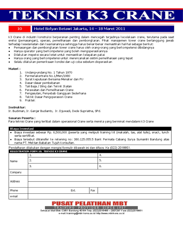 10 SILABUS Tehnisi K3 Crane | PDF | Teknologi & Rekayasa