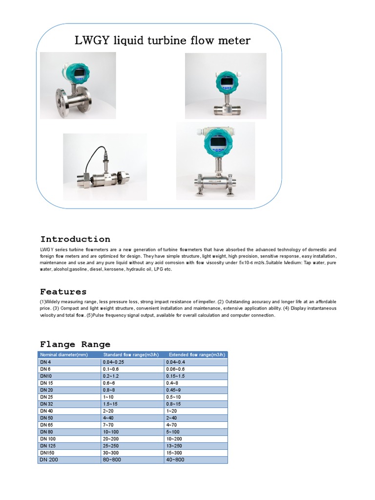 Turbine Flowmeter Data Sheet | PDF | Flow Measurement | Mechanical ...