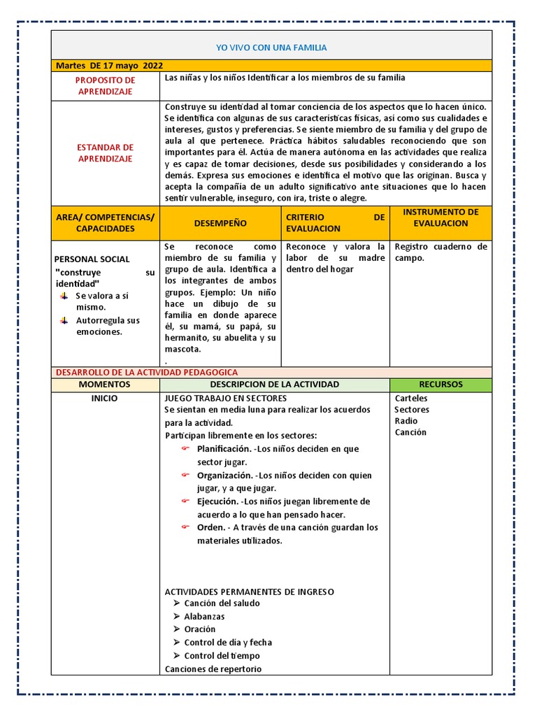Actividades para Conocer la Familia | PDF | Evaluación | Aprendizaje