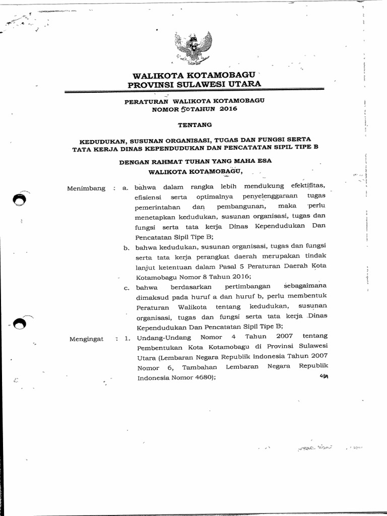 I.3.ii. Perwako No. 50 Tahun 2016 Tentang Capil | PDF