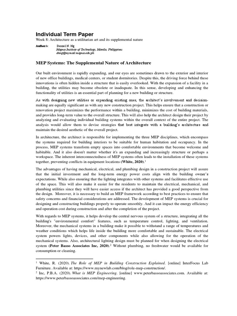 Individual Paper 1 | PDF | Design | Architect