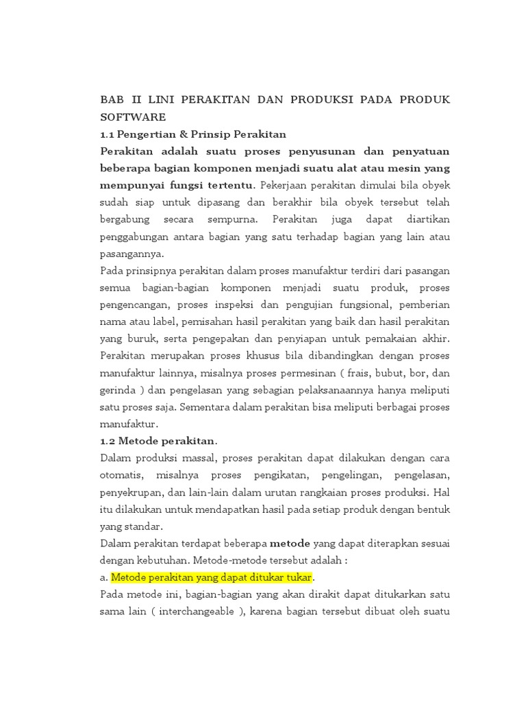 Bab Ii Lini Perakitan Dan Produksi Pada Produk Software | PDF