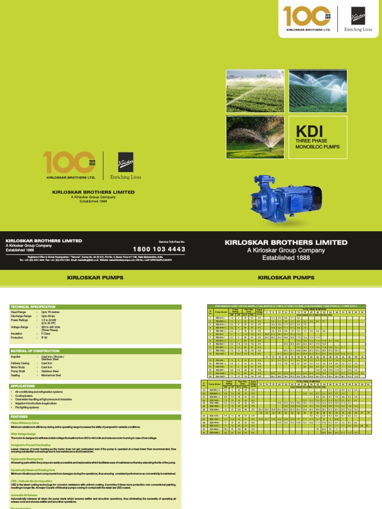 KDI-Three-Phase-Monobloc-Pump | PDF | Pump | Electric Motor