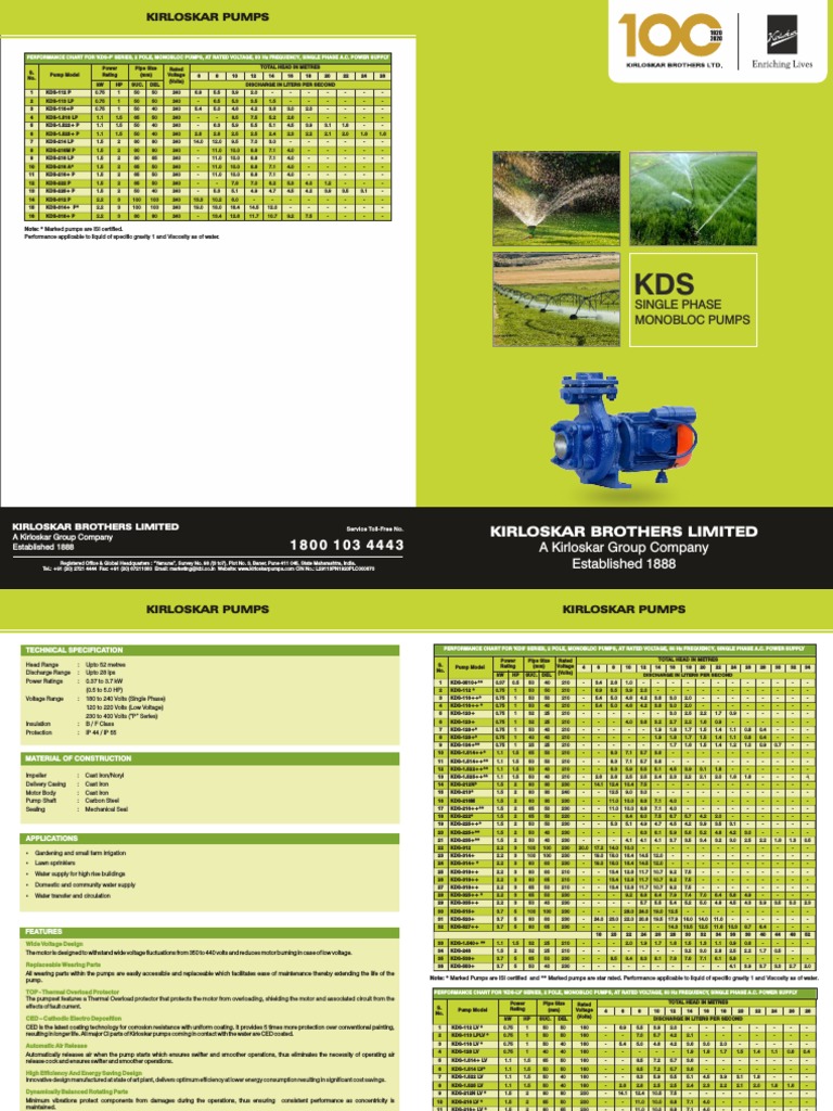 KDS Monobloc Pump Single Phace | PDF | Mains Electricity | Alternating ...