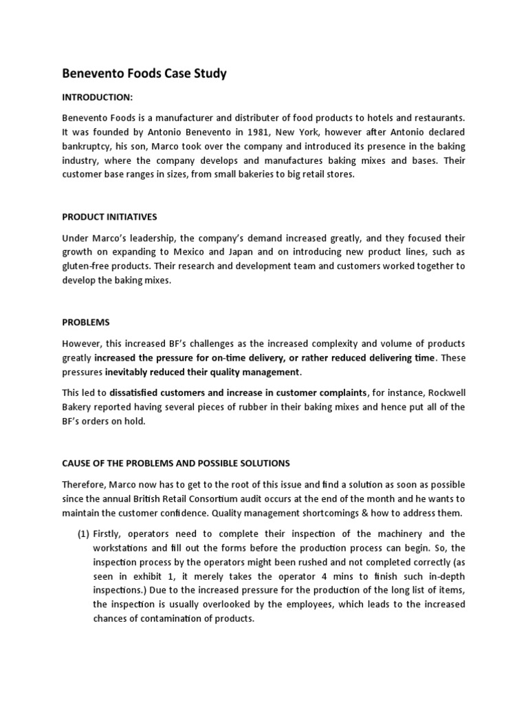 Benevento Foods Case Study | PDF | E Commerce | Marketing