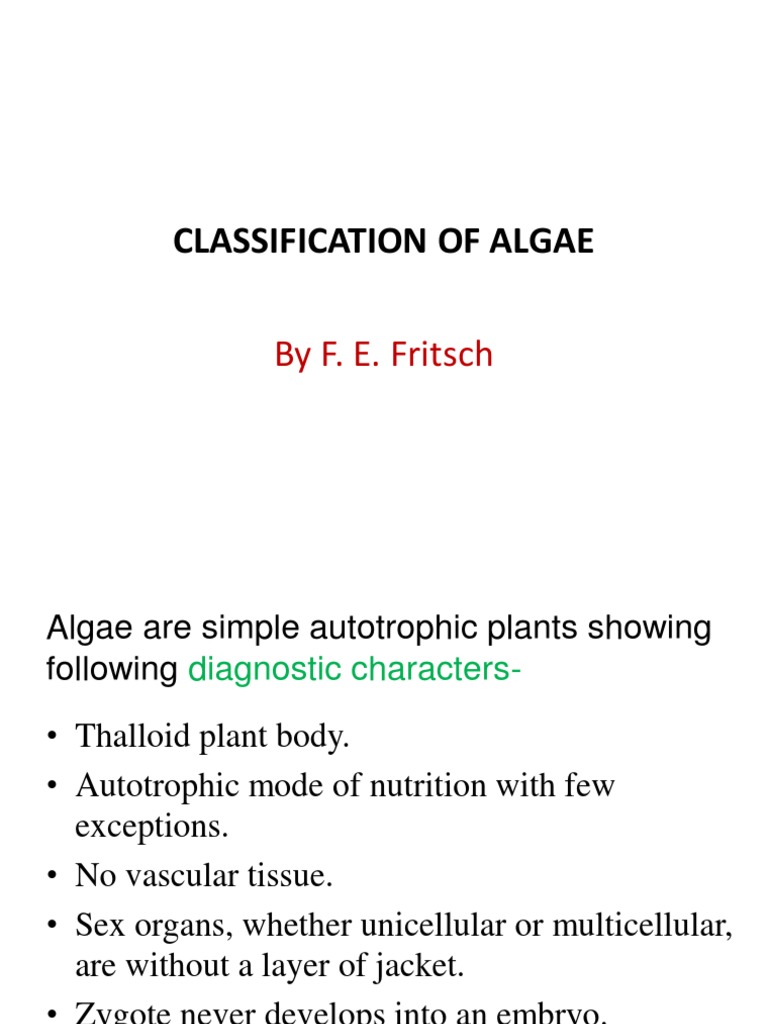 Classification of Algae: by F. E. Fritsch | Download Free PDF | Algae ...